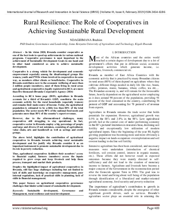 (PDF) Rural Resilience : The Role of Cooperatives in Achieving ...