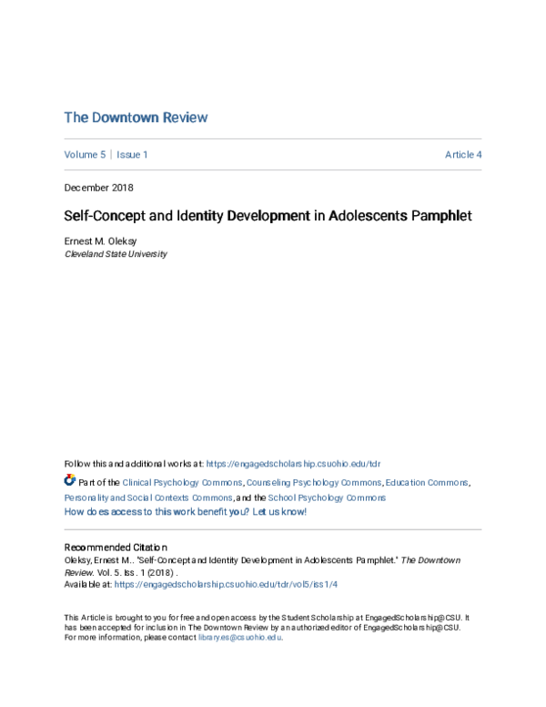 (PDF) Self-Concept and Identity Development in Adolescents Pamphlet
