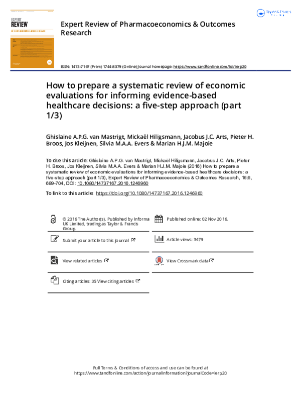 (PDF) How to prepare a systematic review of economic evaluations for informing evidence-based ...