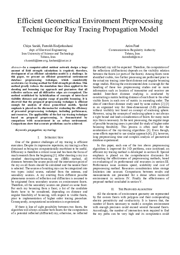 (PDF) Efficient geometrical environment preprocessing technique for ray tracing propagation model