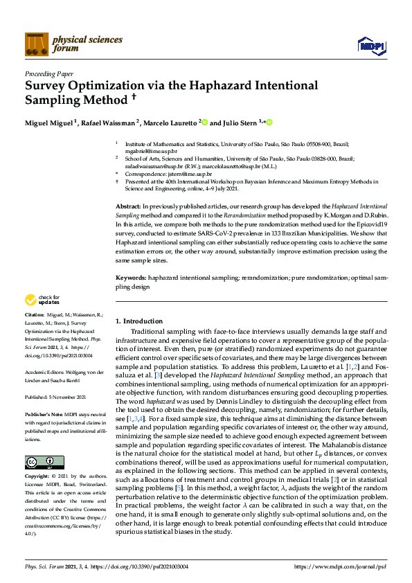 (PDF) Survey Optimization via the Haphazard Intentional Sampling Method