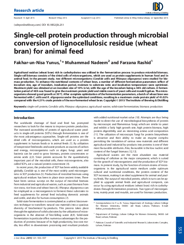 (PDF) Single-cell protein production through microbial conversion of ...