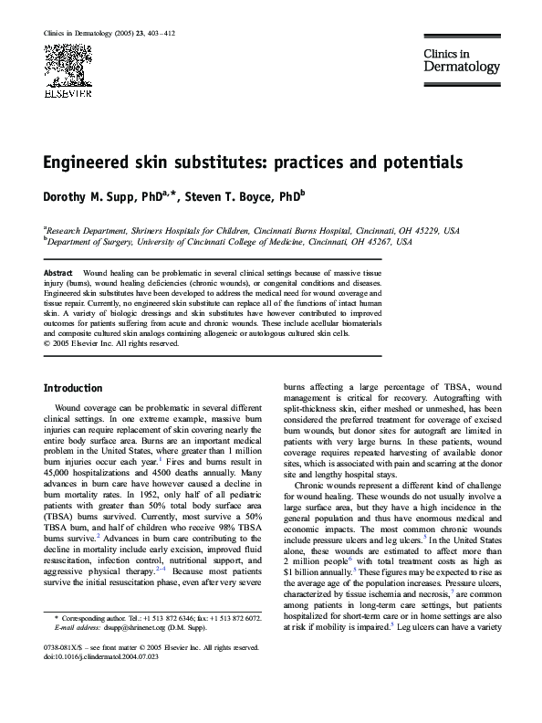 (PDF) Engineered skin substitutes: practices and potentials