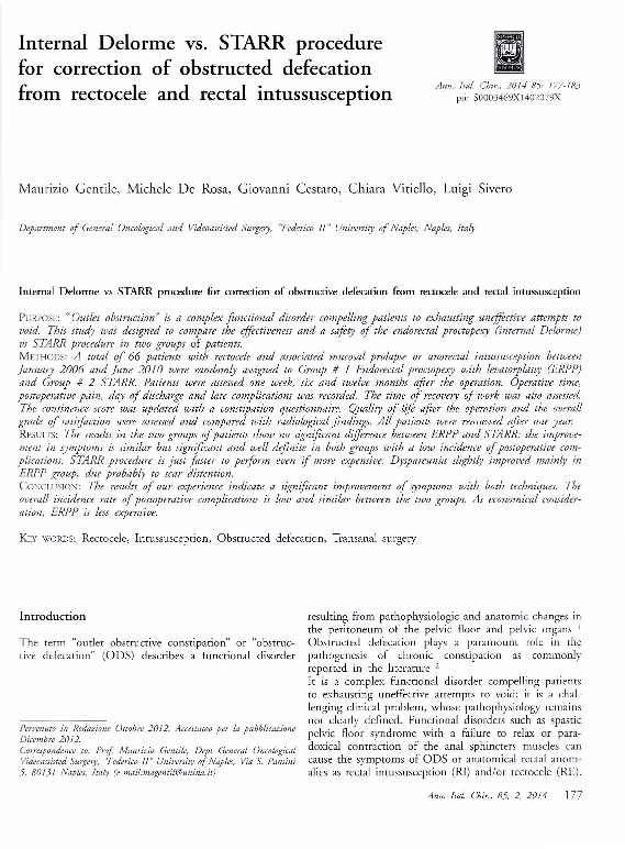 (PDF) Internal Delorme vs. STARR procedure for correction of obstructed ...