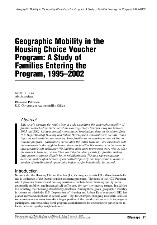 (PDF) Geographic Mobility in the Housing Choice Voucher Program: A ...