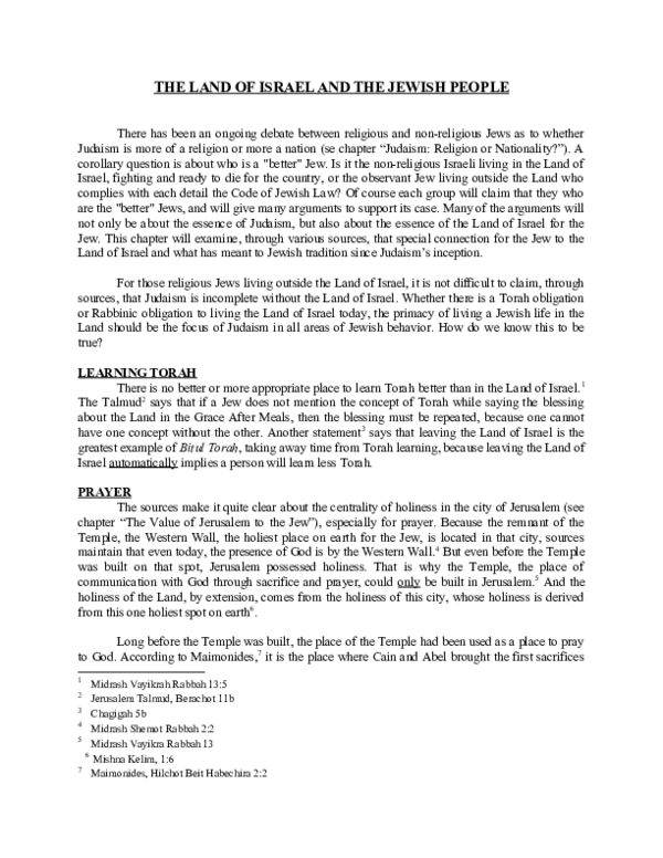 (DOC) . Sans sources THE LAND OF ISRAEL AND THE JEWISH PEOPLE