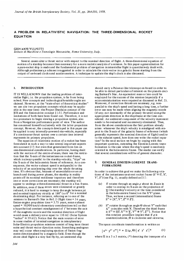 (PDF) A PROBLEM IN RELATIVISTIC NAVIGATION: THE THREE-DIMENSIONAL ...