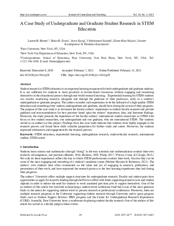 (PDF) A Case Study of Undergraduate and Graduate Student Research in ...