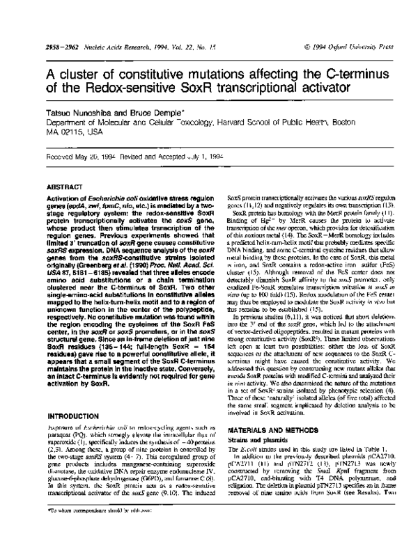 (PDF) A cluster of constitutive mutations affecting the C-terminus of ...