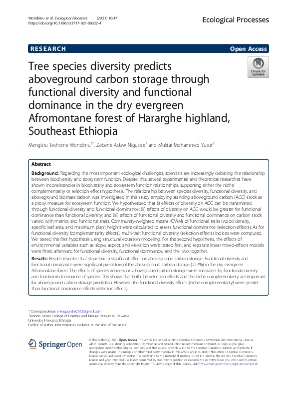 (PDF) Tree species diversity predicts aboveground carbon storage ...