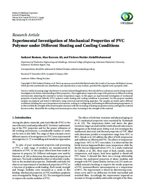 (PDF) Experimental Investigation of Mechanical Properties of PVC ...