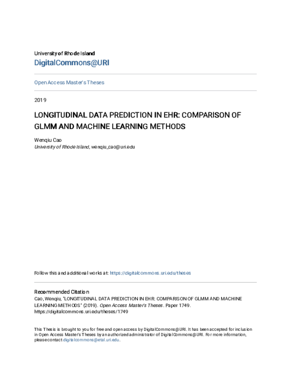 (PDF) Longitudinal Data Prediction in Ehr: Comparison of GLMM and ...