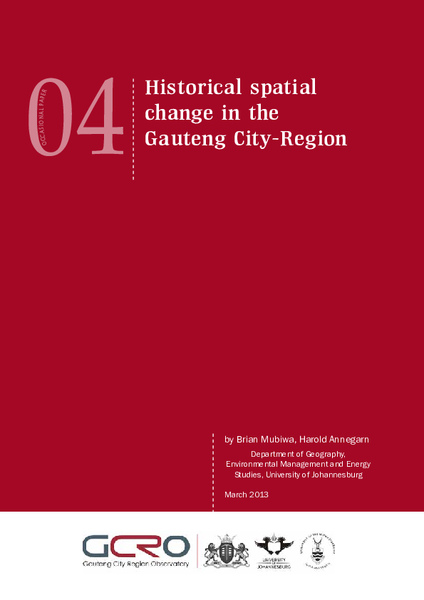 (PDF) Historical spatial change in the Gauteng City-Region