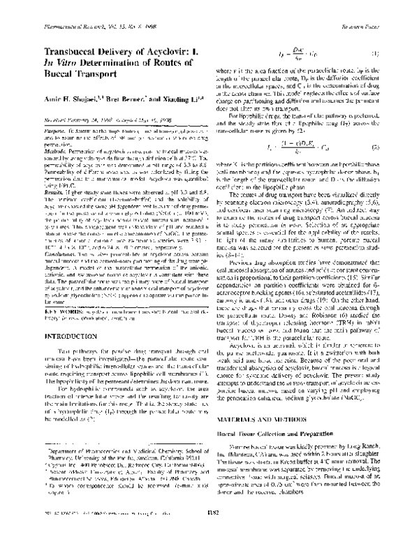(PDF) Transbuccal delivery of acyclovir: I. In vitro determination of ...
