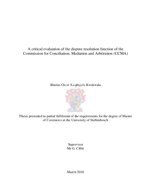 (PDF) A critical evaluation of the dispute resolution functions of the ...