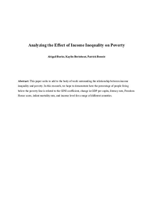 (PDF) Analyzing the Effect of Income Inequality on Poverty