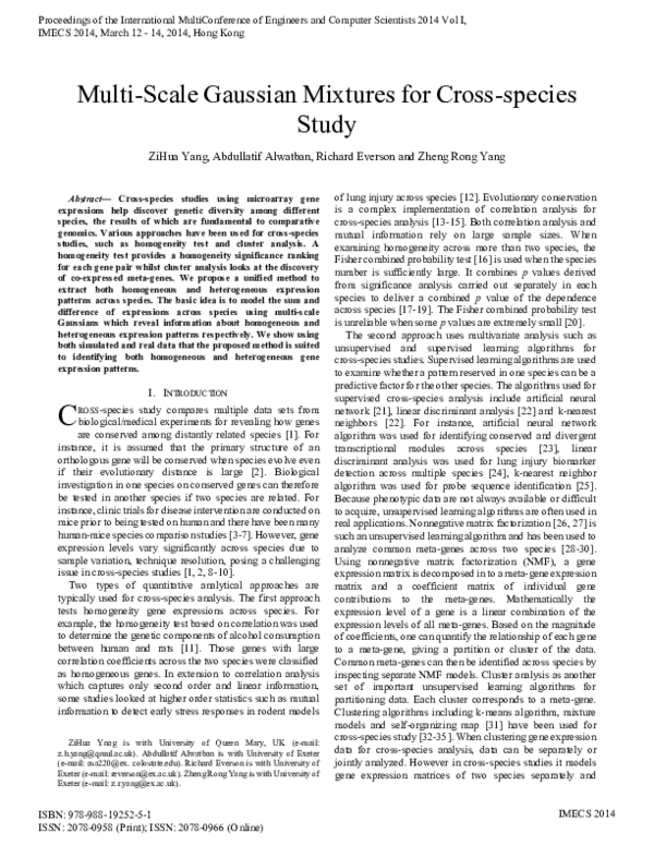 (PDF) Multi-Scale Gaussian Mixtures for Cross-species Study