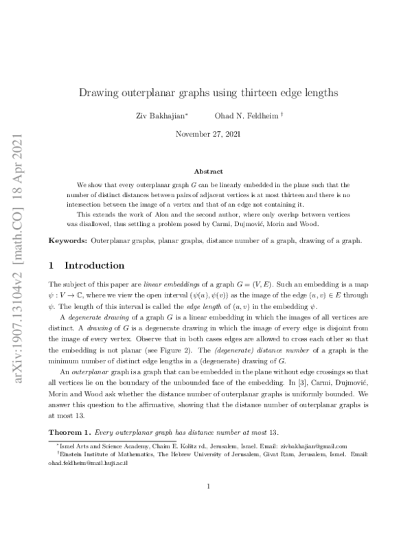 (PDF) Outerplanar Graphs with Limited Edge Distances