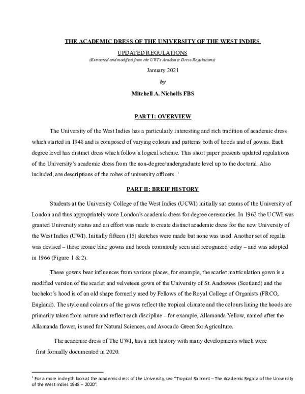 (PDF) UPDATED REGULATIONS (Extracted and modified from the UWI’s ...