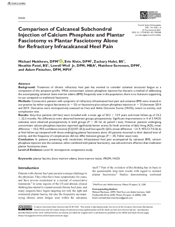 (PDF) Comparison of Calcaneal Subchondral Injection of Calcium ...