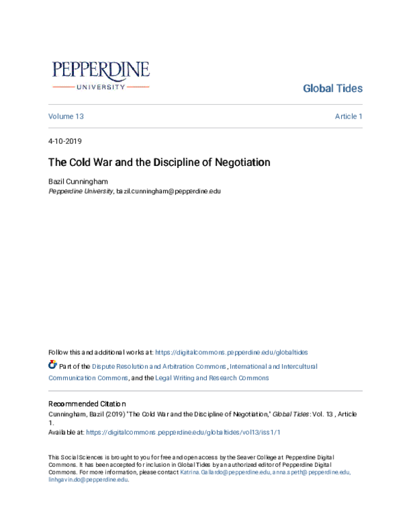 (PDF) The Cold War and the Discipline of Negotiation