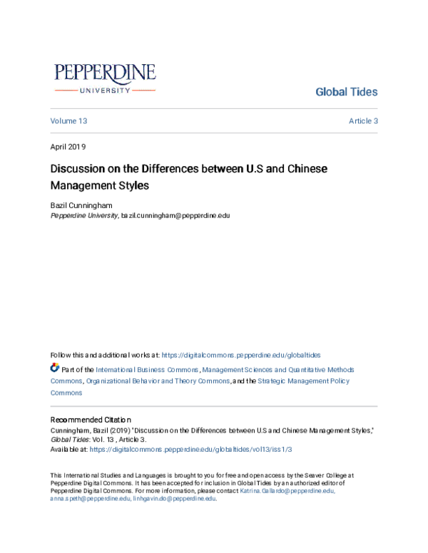 (PDF) Discussion on the Differences between U.S and Chinese Management ...