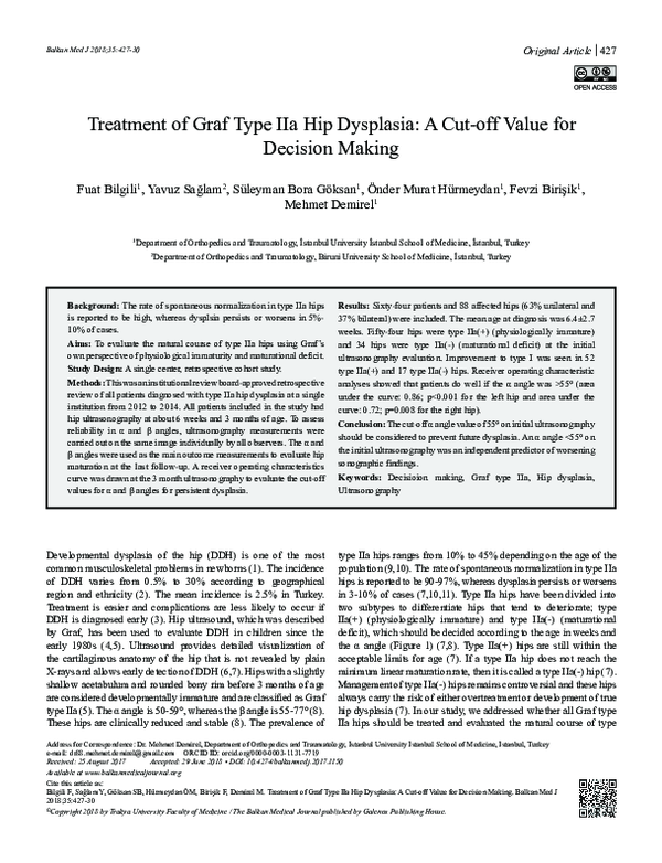 (PDF) Treatment of Graf Type IIa Hip Dysplasia: A Cutoff Value for ...