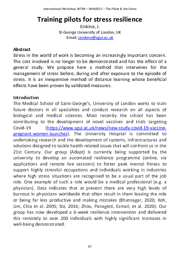 (PDF) Training pilots for stress resilience