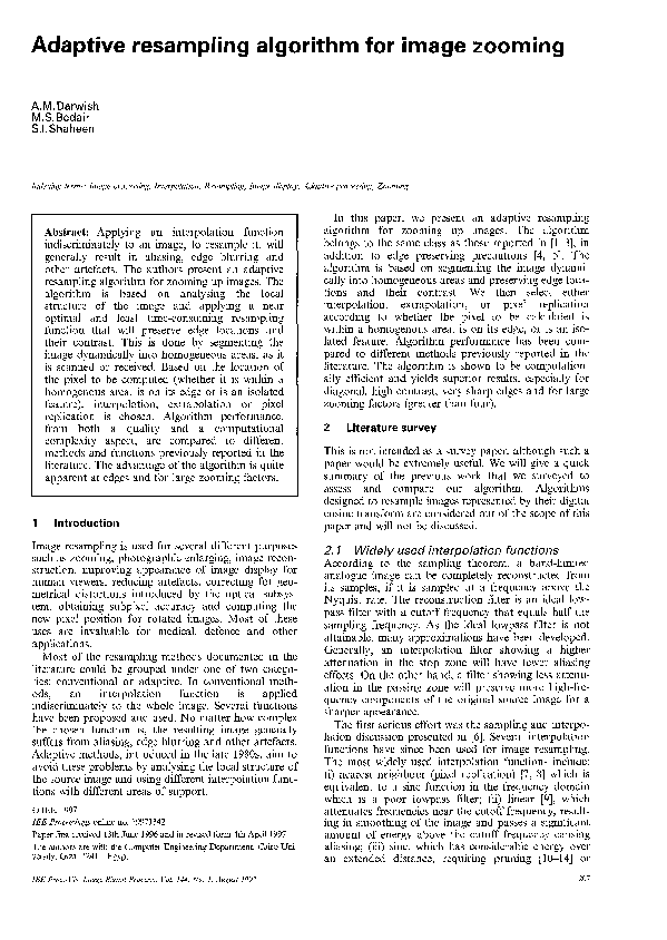 (PDF) Adaptive resampling algorithm for image zooming