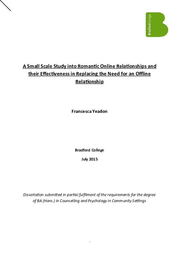 (DOC) A Small Scale Study into Romantic Online Relationships and their ...