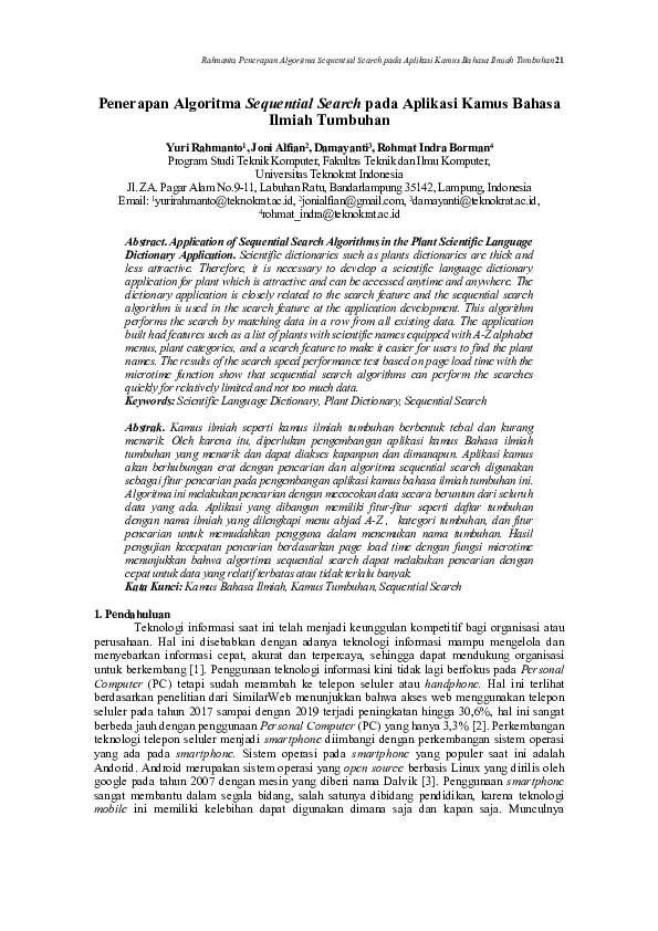 (PDF) Penerapan Algoritma Sequential Search pada Aplikasi Kamus Bahasa ... (PDF) Penerapan Algoritma Sequential Search pada Aplikasi Kamus Bahasa ...