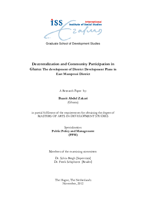 (PDF) Decentralization and Community Participation in Ghana: The ...