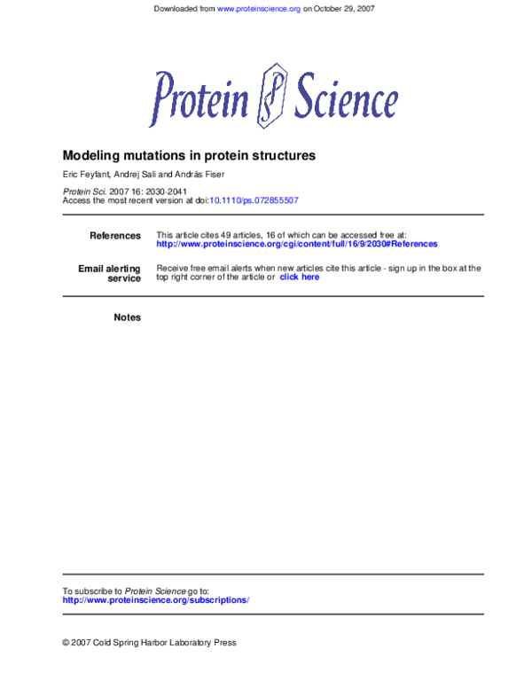 (PDF) Modeling mutations in protein structures