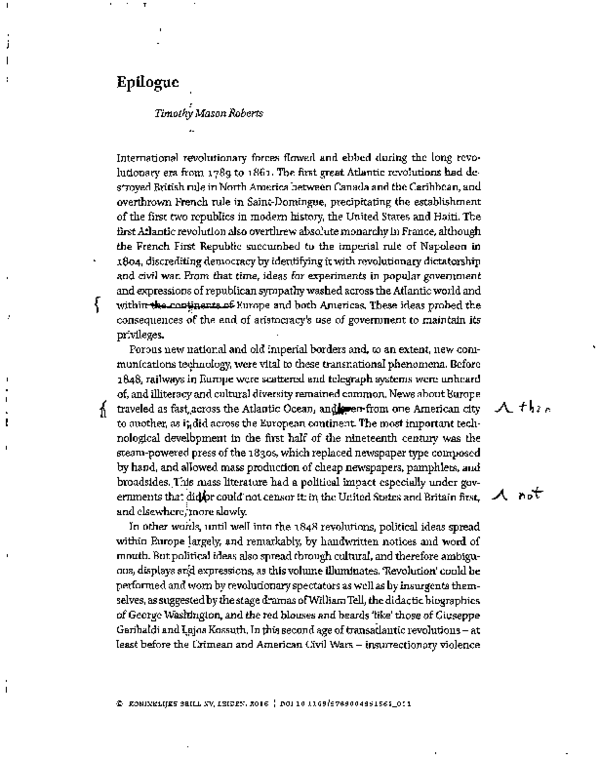 (PDF) Epilogue to Transatlantic Revolutionary Cultures, 1789-1861, ed ...