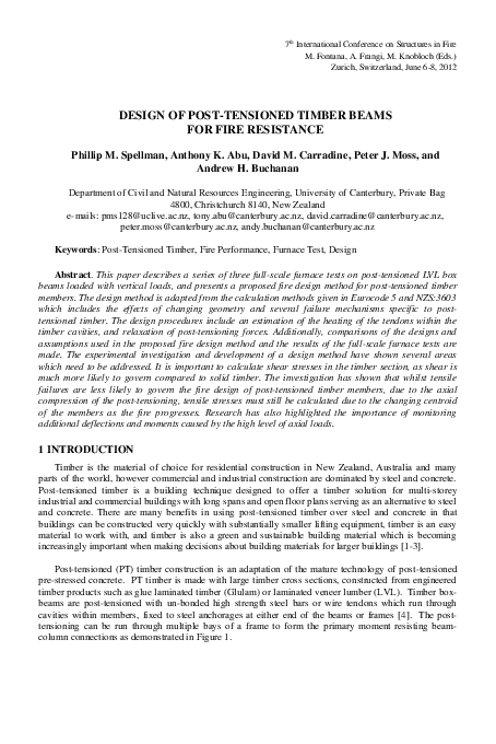 (PDF) Design of Post-Tensioned Timber Beams for Fire Resistance