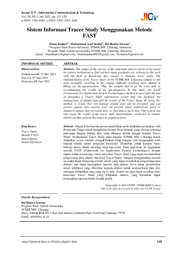 (PDF) Sistem Informasi Tracer Study Menggunakan Metode FAST | Ilman ...