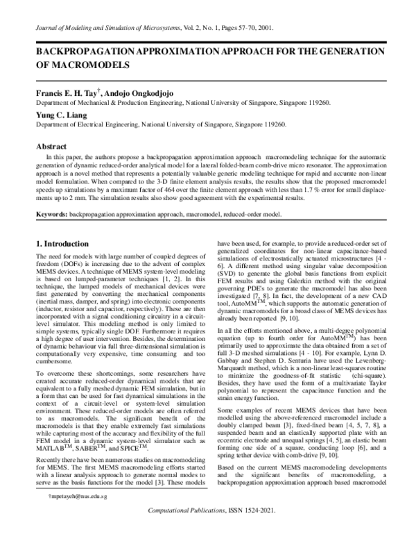 Pdf Backpropagation Approximation Approach For The Generation Of Macromodels Francis Tay