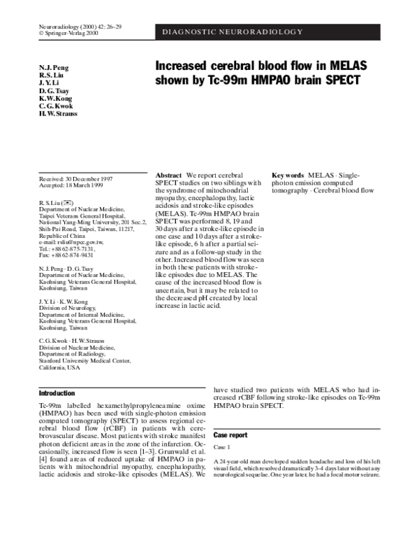 (PDF) Increased cerebral blood flow in MELAS shown by Tc99m HMPAO brain ...