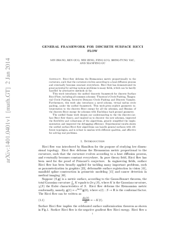 Pdf General Framework For Discrete Surface Ricci Flow