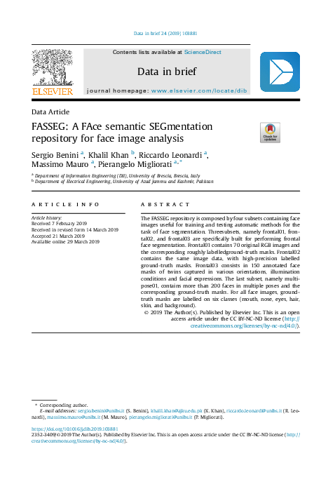 (PDF) FASSEG: a FAce Semantic SEGmentation repository for face image analysis
