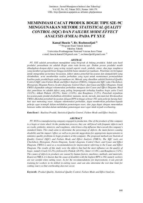 (PDF) Meminimasi Cacat Produk Bogie Tipe S2E-9C Menggunakan Metode ...