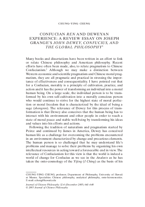 (PDF) CONFUCIAN REN AND DEWEYAN EXPERIENCE: A REVIEW ESSAY ON JOSEPH ...