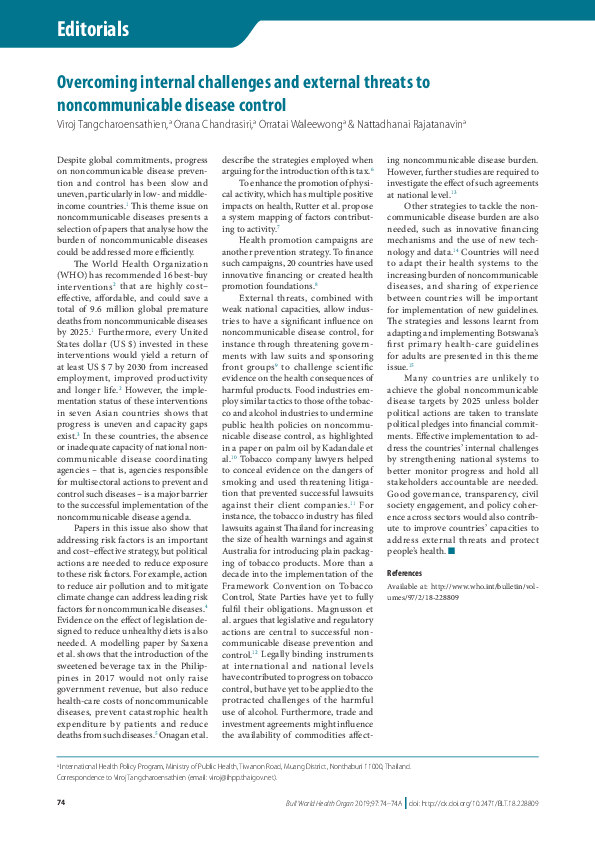 (PDF) Overcoming internal challenges and external threats to ...