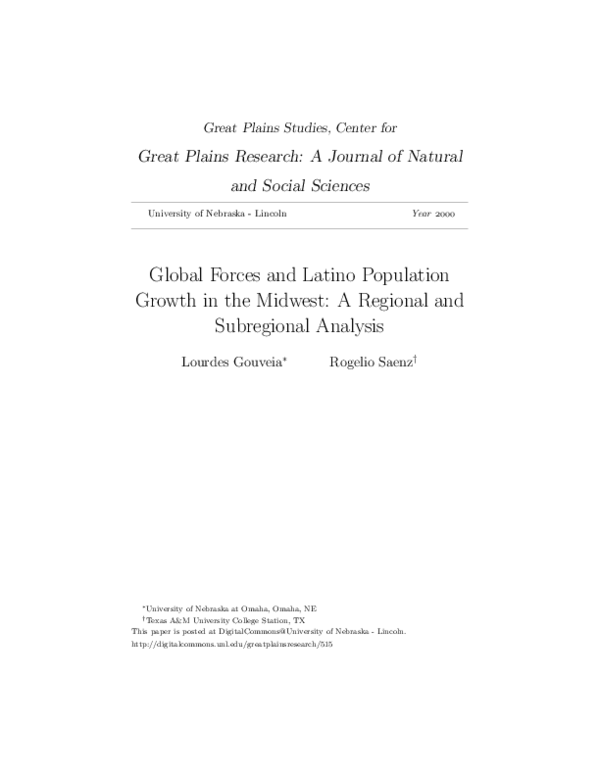 (PDF) Global forces and Latino population growth in the Midwest: a ...