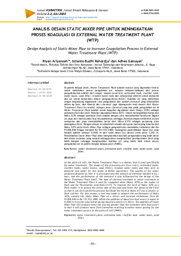 (PDF) Analisis Desain Static Mixer Pipe Untuk Meningkatkan Proses ...