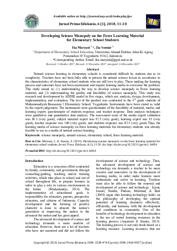 (PDF) Developing science monopoly on the force learning material for ...