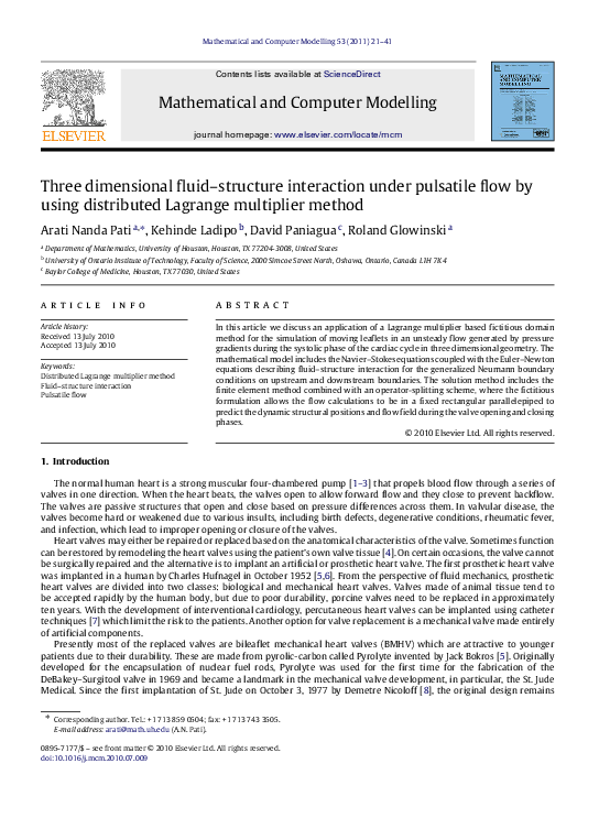 (PDF) Three dimensional fluid-structure interaction under pulsatile flow by using distributed ...
