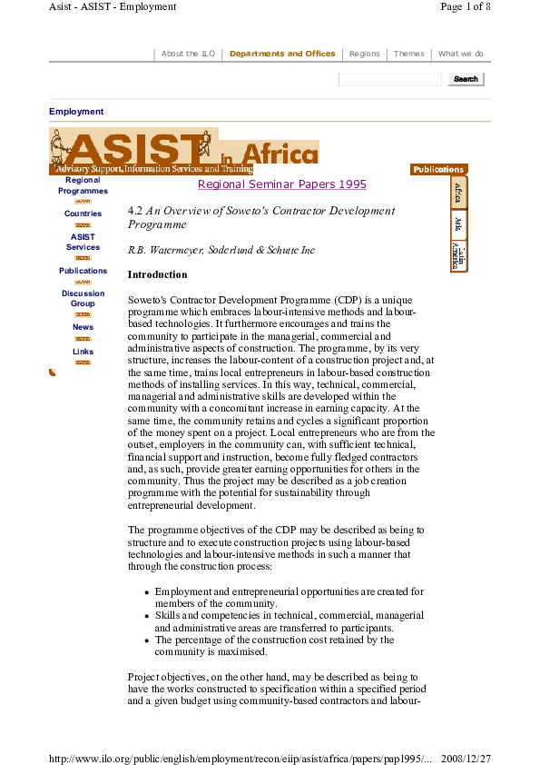 (PDF) 2 An Overview of Soweto ' s Contractor Development Programme ...