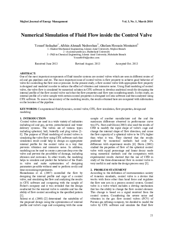 (PDF) Numerical Simulation of Fluid Flow inside the Control Valve