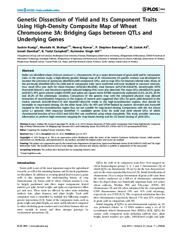 Pdf Genetic Dissection Of Yield And Its Component Traits Using High Density Composite Map Of